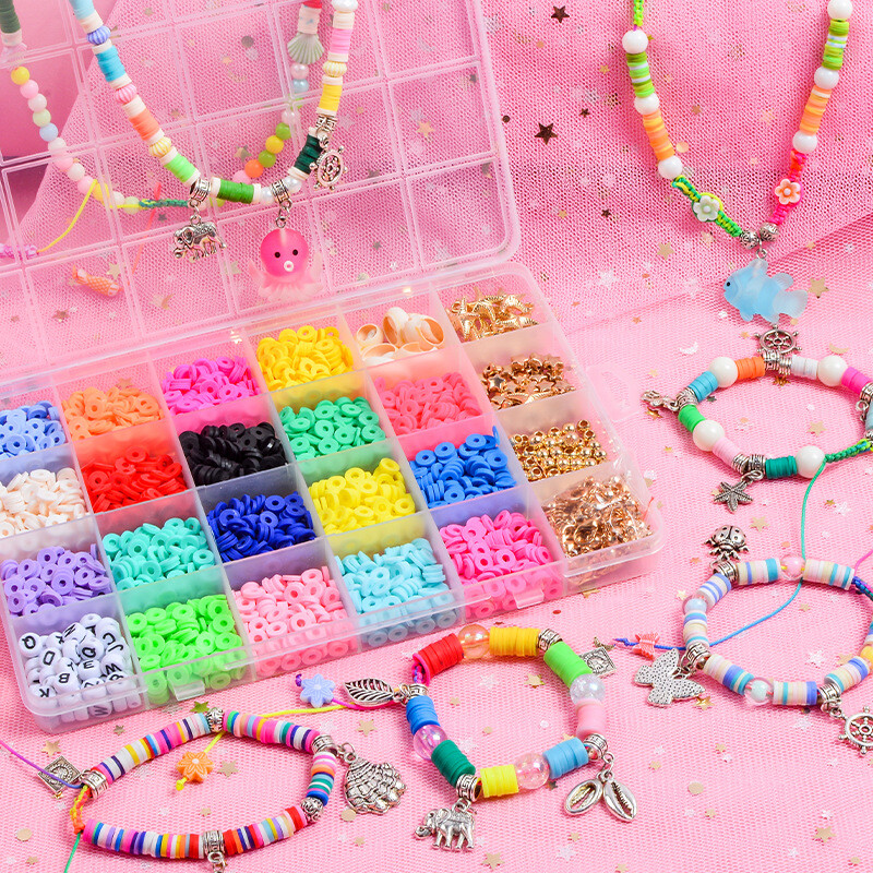 2968~3393PC Flat Round Polymer Clay Beads Kits Jewelry Making Bracelets ...