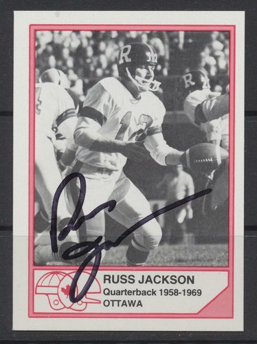1983 CFL ~ Russ Jackson Signed ~ QB Ottawa Rough Riders #A-1 ~ Jogo ...