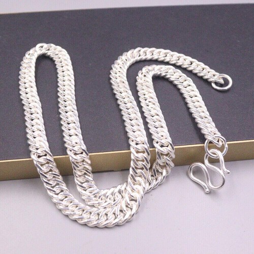 Pure S999 Fine Silver 999 Chain Men 9mm Cuban Curb Link Necklace 100g ...