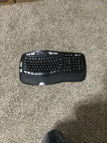 Logitech K350 Wave Keyboard Ergonomic, Black, Wireless, No USB Receiver ...