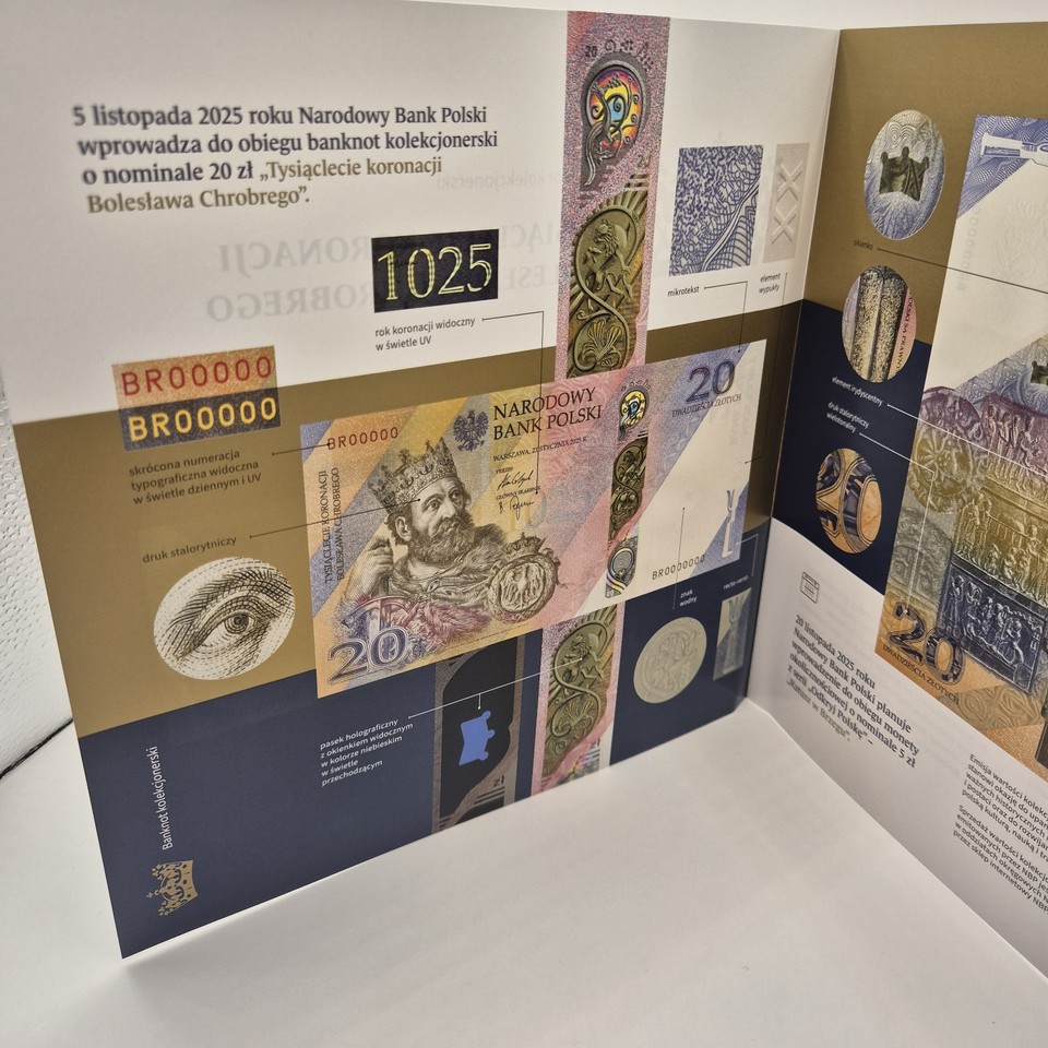 Poland 20 Zloty 2025 Commemorative Banknote Bolesław Chrobry UNC with ...