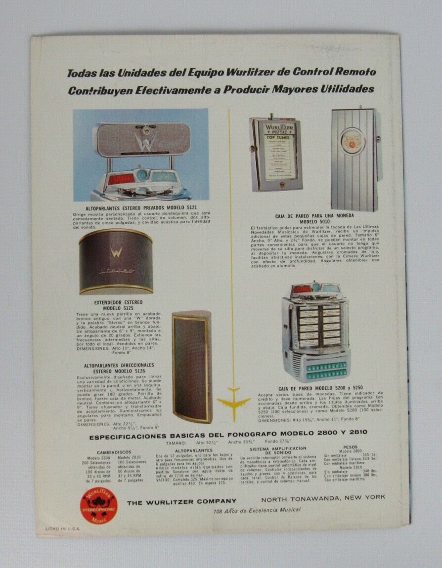 Wurlitzer Jukebox Model 2800 Fold Out Advertising Flyer | eBay