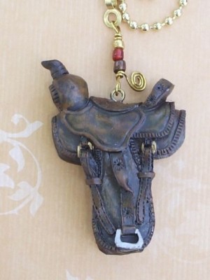 Western Saddle Ceiling Fan Pull Light Chain Cowboy Horses Southwest ...