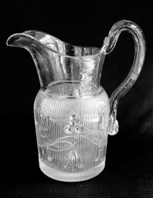 BELLFLOWER - DOUBLE VINE WATER PITCHER Flint Glass EAPG Blown Glass ...