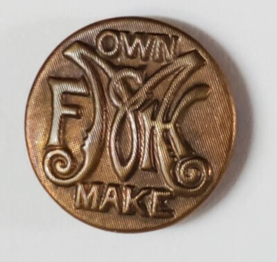 Bb OWM MAKE M F C H Antique Wobble Shank Overall BUTTON textured small ...