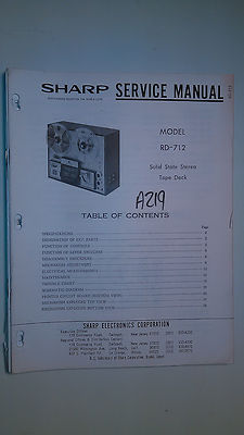 Sharp rd-712 service manual original repair book stereo reel to reel ...