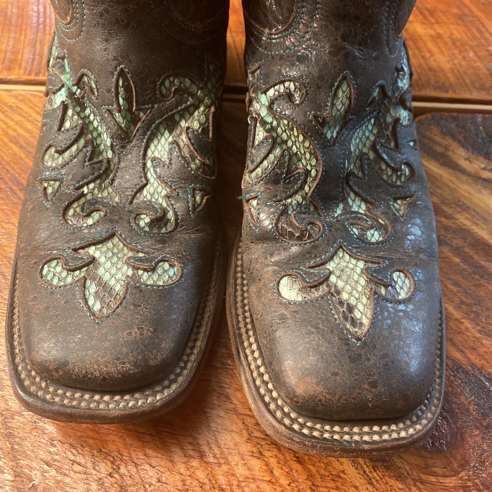 Women’s Stetson’s Boots Python Shade Blue/Turquoise, DK Brown L/Black ...