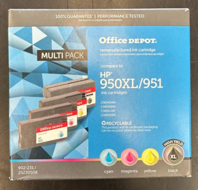 Office Depot HP 950XL /951 Black Cyan Magenta Yellow Ink Cartridges 902 ...