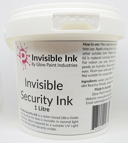 Invisible Ink Blue 1 Litre UV Blacklight Reactive Secret Message ...