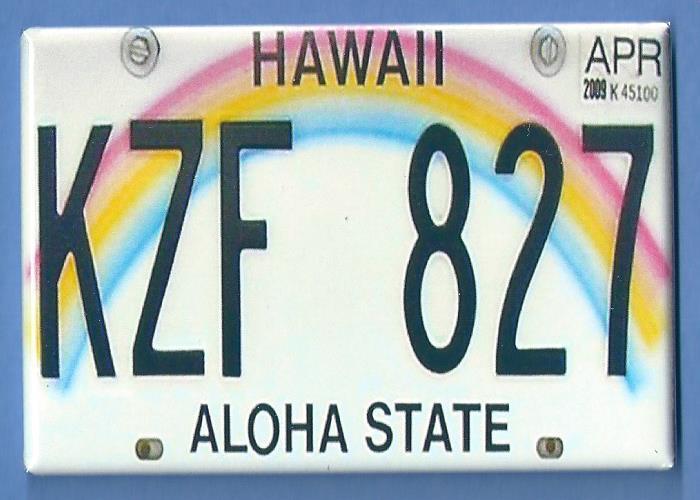 HAWAII LICENSE PLATE *2X3 FRIDGE MAGNET* HONOLULU ISLAND TOURISM PEARL ...