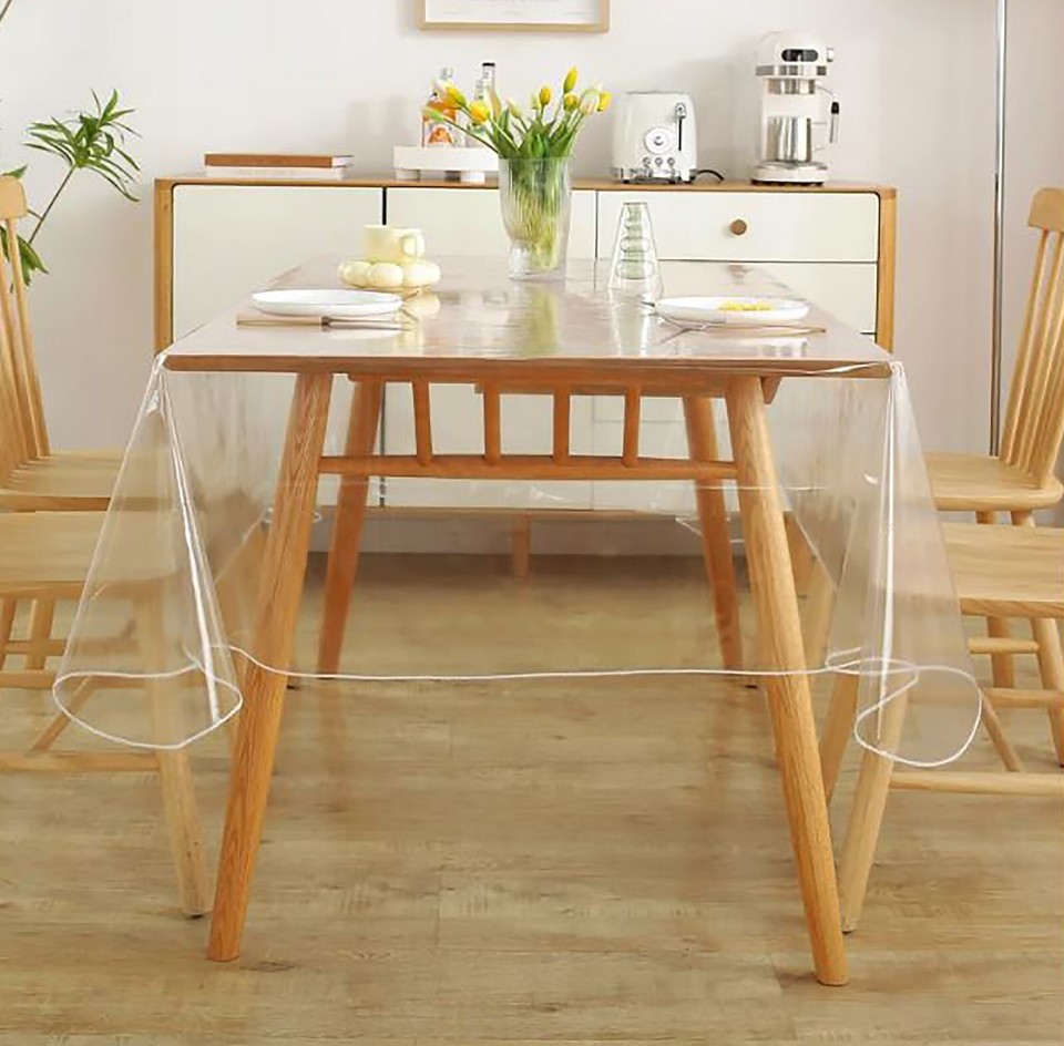 Clear Plastic Vinyl Fabric Table Cover Protector Tablecloth for Dining ...