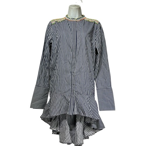 Rococo Sand Women’s Size L Striped High Low Tunic Dress Beaded Trim | eBay