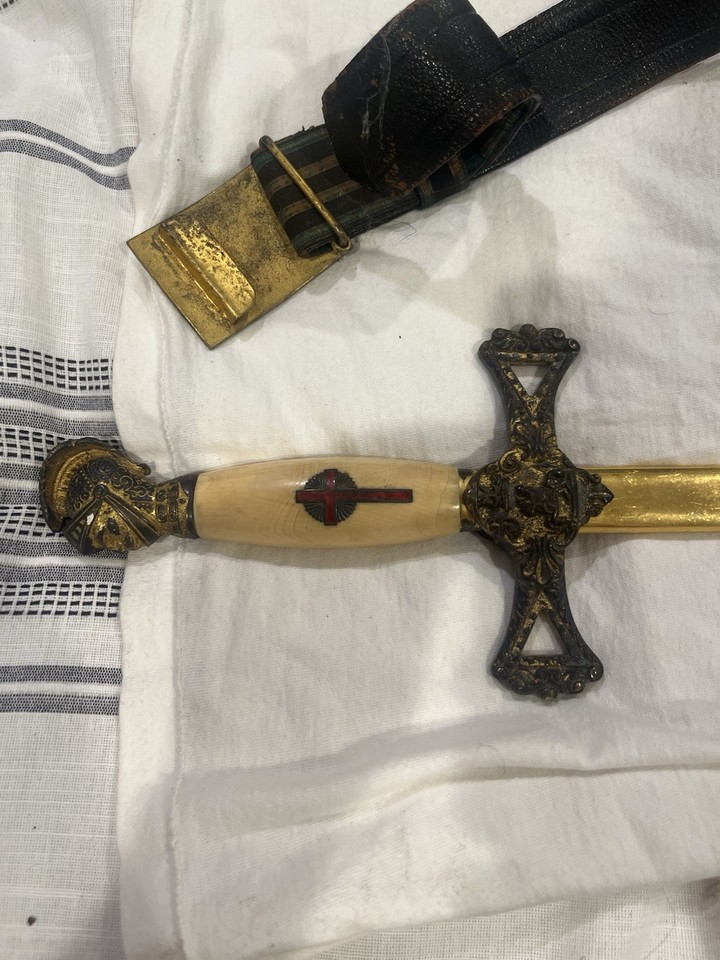 Antique Masonic Freemason Knights Templar Sword Sabre Haus W. Mortense ...