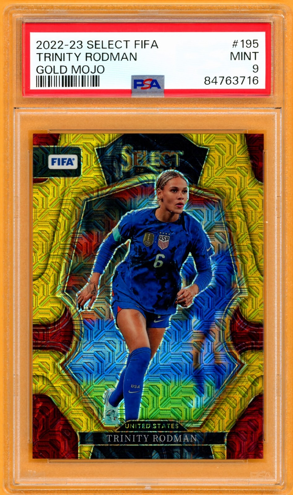 TRINITY RODMAN 2022-23 SELECT FIFA GOLD MOJO PRIZM #195 RC #03/10 PSA 9 ...