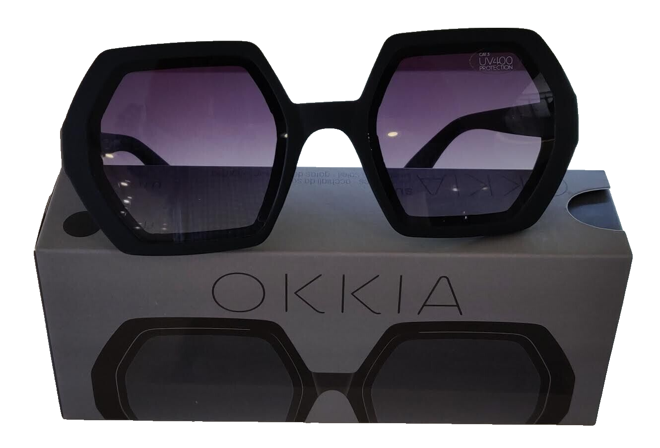 Okkia OK015 BK Sunglasses Gafas Emma Hexagnal Lite Black Soft Touch ...