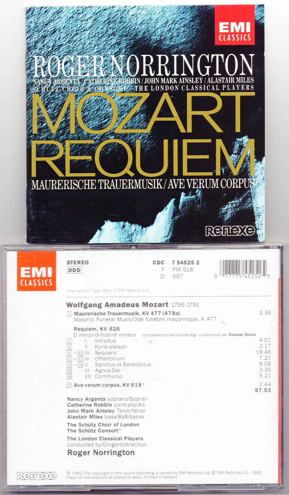 Mozart - Requiem completed by Duncan Druce, Roger Norrington EMI CD | eBay