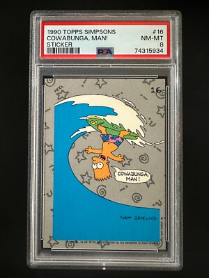 1990 Topps Simpsons #16 - Cowabunga, Man! - Sticker - PSA 8 | eBay