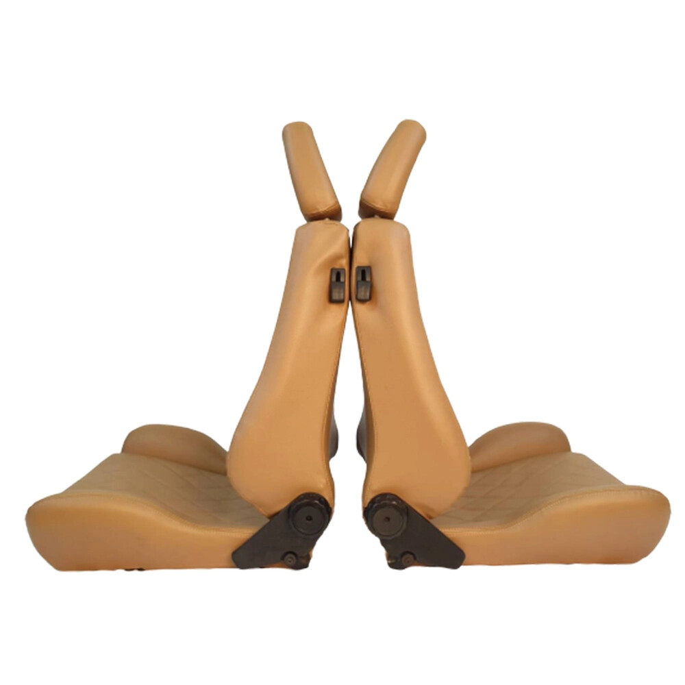 Authentic Recaro LX Tan Leather Net Headrest Front Seats PAIR OF RACING ...