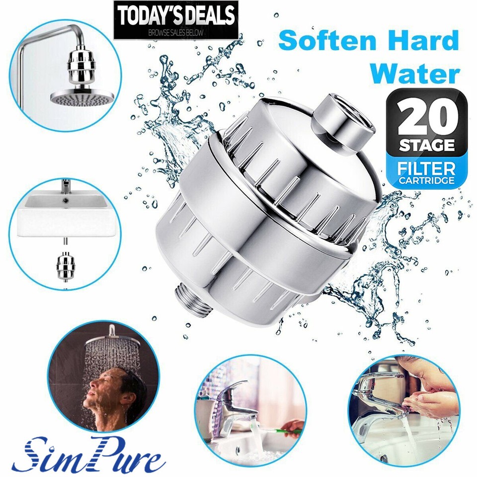 Simpure 20Stage Filtered Shower Head Soften Hard Water Removes Chlorine ...