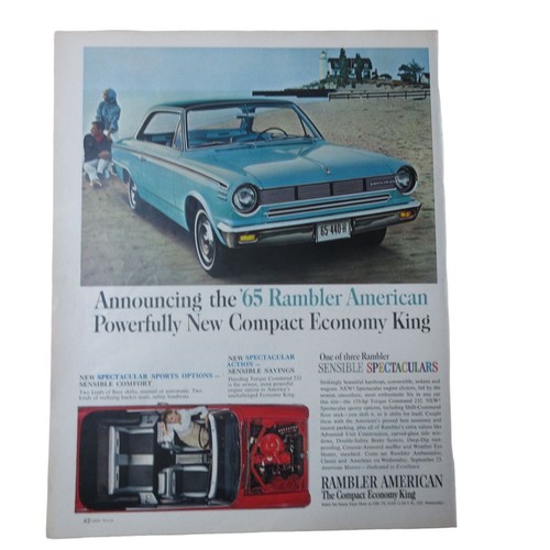 1965 AMC American Motors Rambler Automobile - Vintage Print Ad | eBay