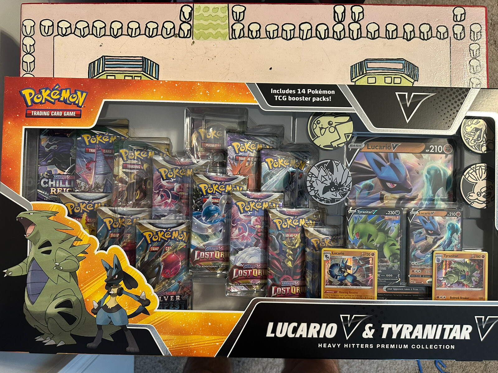 Pokemon TCG Lucario V & Tyranitar V Collector's Box - 14 Packs ...
