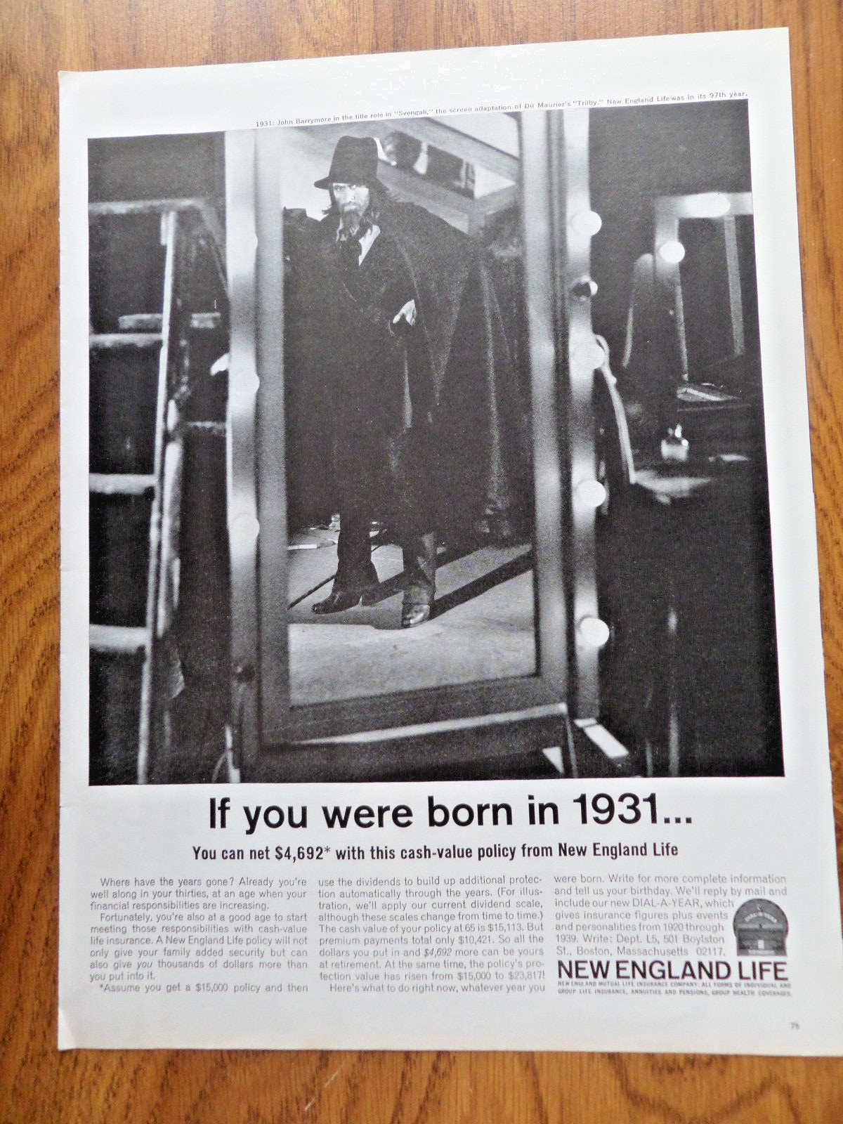 1963 New England Life Insurance Ad 1931 John Barrymore Svengali | eBay
