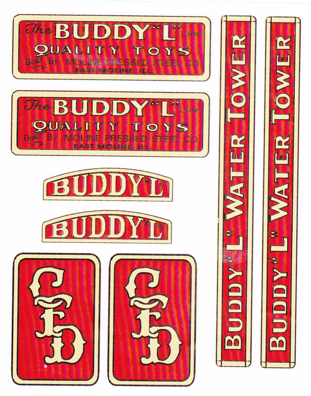 BUDDY-L WATER TOWER TRUCK DECAL SET | eBay