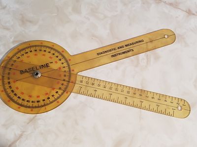 VINTAGE YELLOW Baseline Plastic Goniometer-Rulongmeter Style-360 Degree ...
