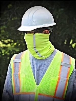 Shock Green Mask Gaiter With Silver Line Breathable Material UV 3120 | eBay