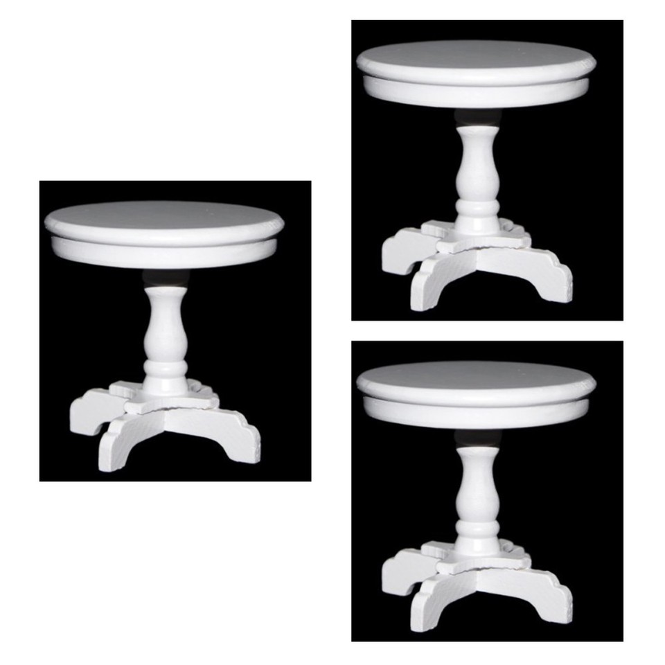 Mini Round Coffee Table Wooden 1 /12 Scale for Dollhouse Living Room ...