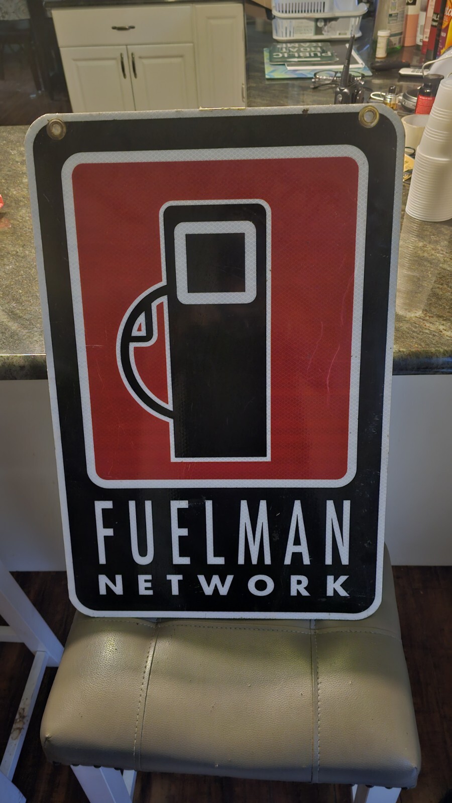 1980s Original Vintage Fuelman Gas Station Sign Metal 2 Sided Oil Pump ...