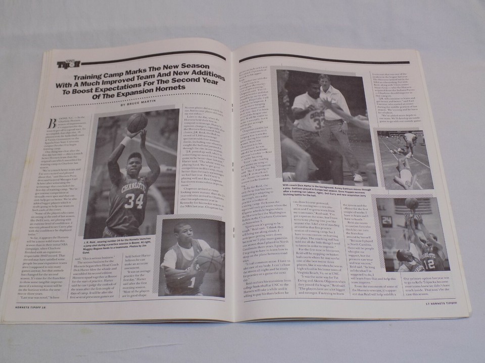 Charlotte Hornets Tipoff Magazine Oct 29 1989 JR Reid Earl Cureton ...