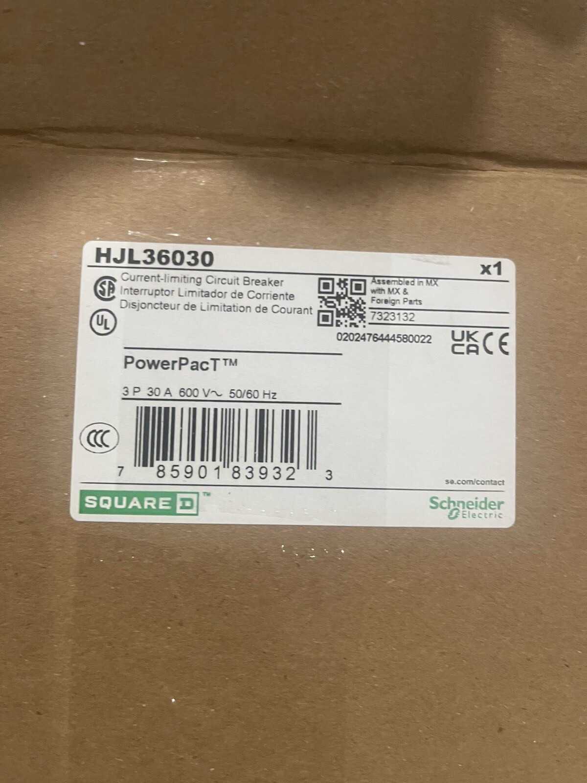 Square D HJL36030 Power Pact H 30 A 3-Pole Thermal Magnetic Circuit ...