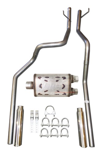 Mandrel Bent Dual Exhaust w/ Flow Chaser Fits 03-05 Dodge Ram Hemi SS ...