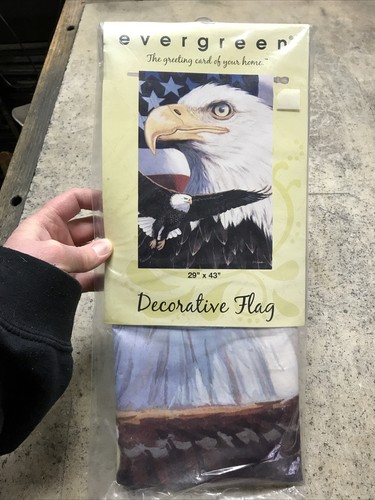 New Evergreen Decorative Garden Flag American Pride Eagle American Flag 29x43 | eBay