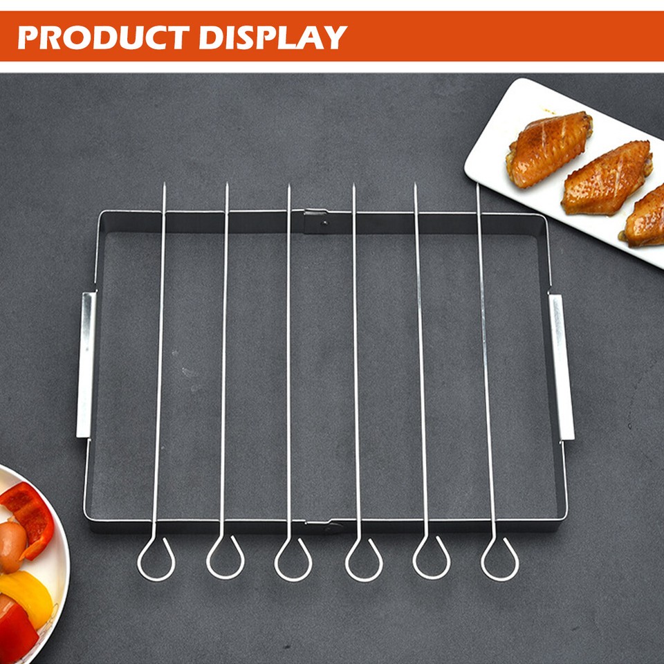 BBQ Skewer Rack Barbecue Kabob Skewer Rack Stainless Steel BBQ Metal ...