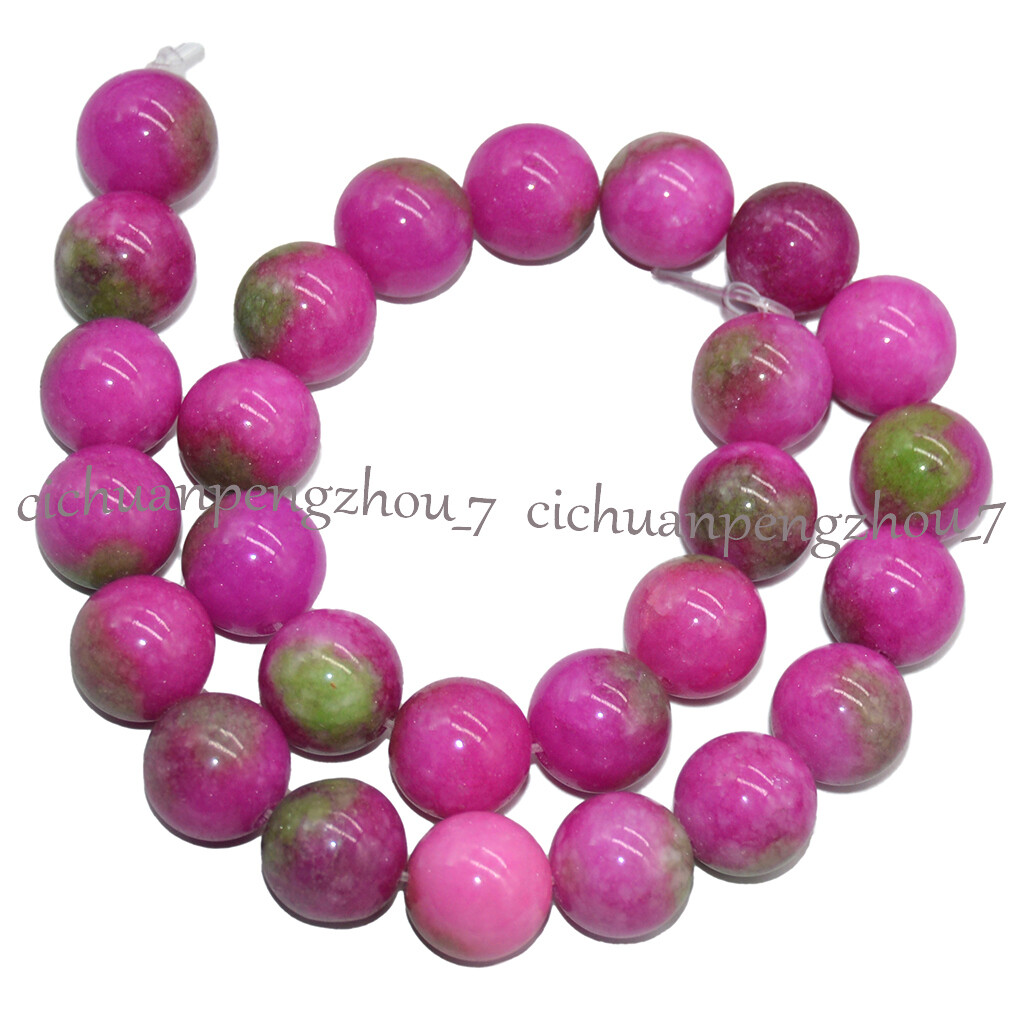 Natural Red Green Multicolor Jade 6/8/10/12/14mm Round Gemstone Loose ...