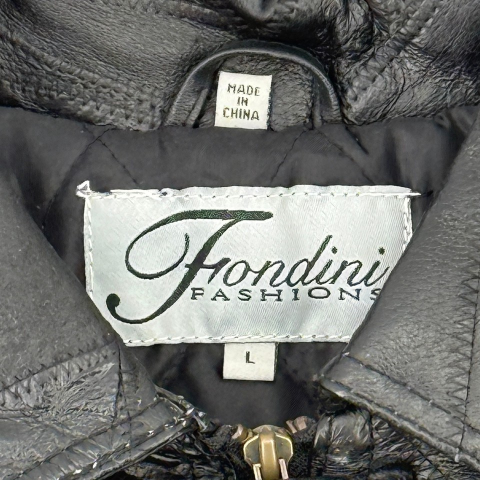 Vtg Y2K Fondini Fashions Genuine Leather Patchwork Bomber Jacket Mens ...