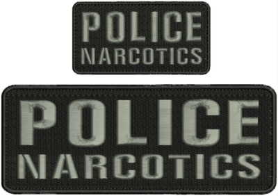 Police Narcotics Embroidery Patch 3x8 & 2x4 hook on back grey letters ...