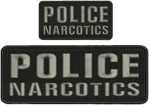 Police Narcotics Embroidery Patch 3x8 & 2x4 hook on back grey letters ...