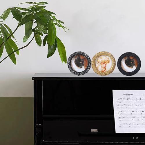 Small Vintage 3X3 round Picture Frame, Mini Antique Ornate Circle Photo ...