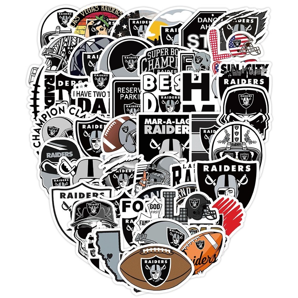 50pcs Waterproof Vinyl Stickers Las Vegas Raiders NFL Football Phone ...