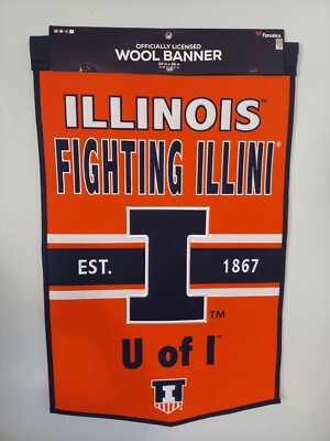 ILLINI College Decor DORM Banner U of I Illinois Chief Illiniwek Big ...