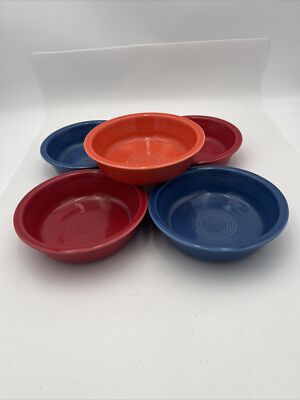 5 Fiesta Ware Bowl Salad Soup or Cereal 6.75" Fiestaware HLC Red Blue ...