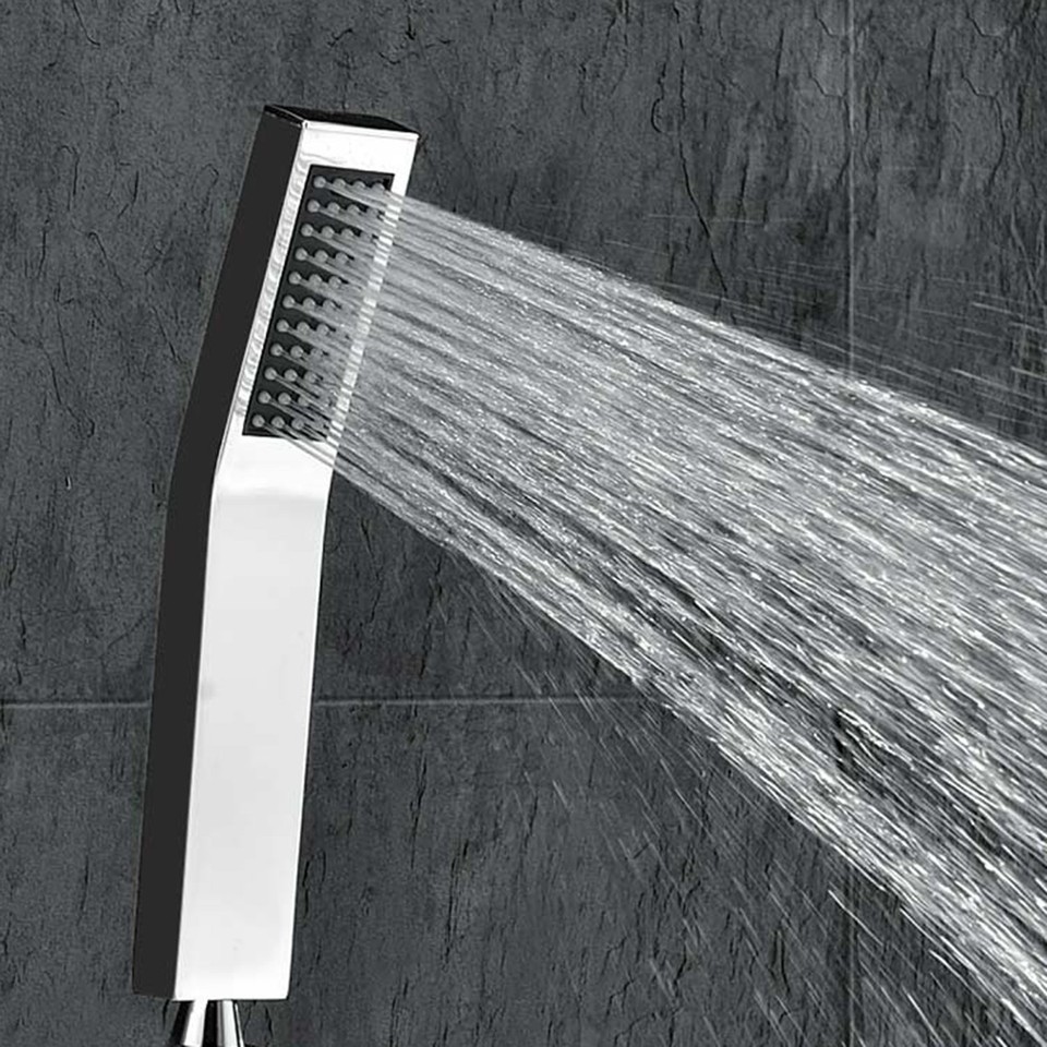 Soild Brass Chrome Slim Shower Hand With 1.5m Flexible Hose & ABS Wall ...