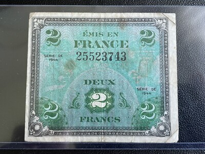 1944 Emis En France 2 Deux Francs Paper Money Note Circulated WW2 | eBay
