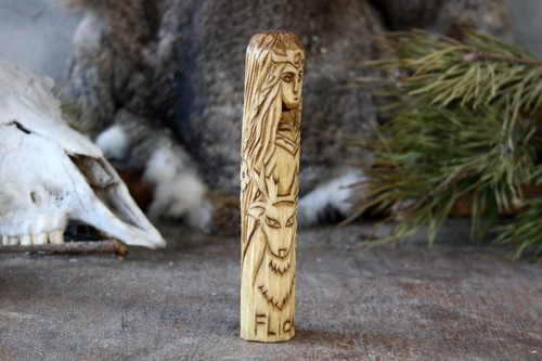Small wooden statue of FLIDAIS. Celtic Goddess FLIDAIS figurine | eBay