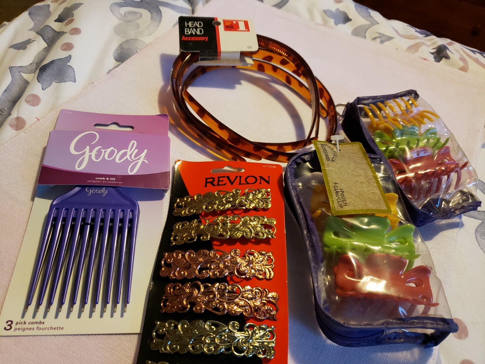 Lot Of Vintage Hair Care REVLON Metal Barrettes, GOODY Picks Headbands ...