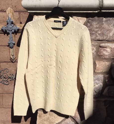 Bossini Cable Knit New Wool V-neck Sweater Size Medium | eBay