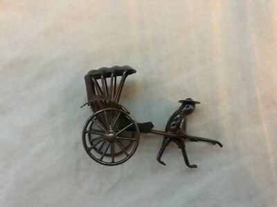 Vintage Dutch or Chinese Sterling Silver miniature Rickshaw pulled by ...